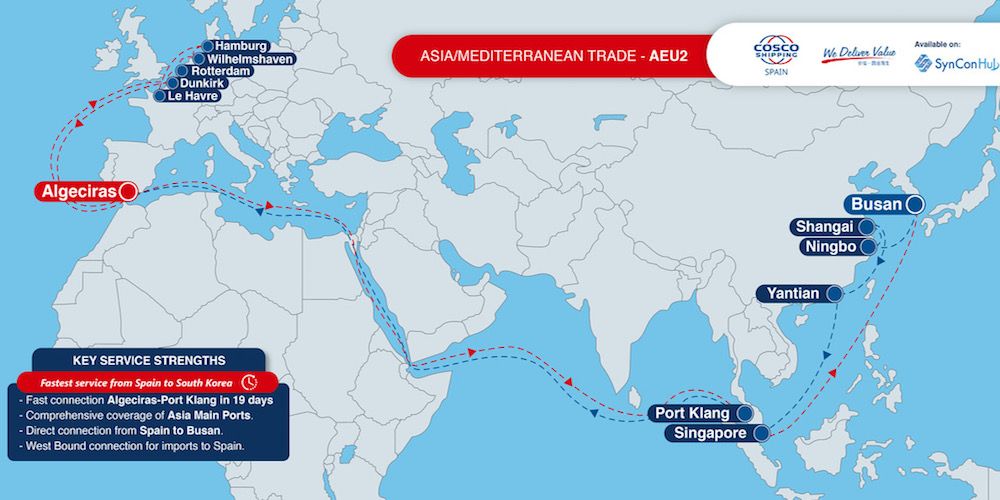 Cosco recupera la escala en el puerto de Algeciras en su servicio AEU2